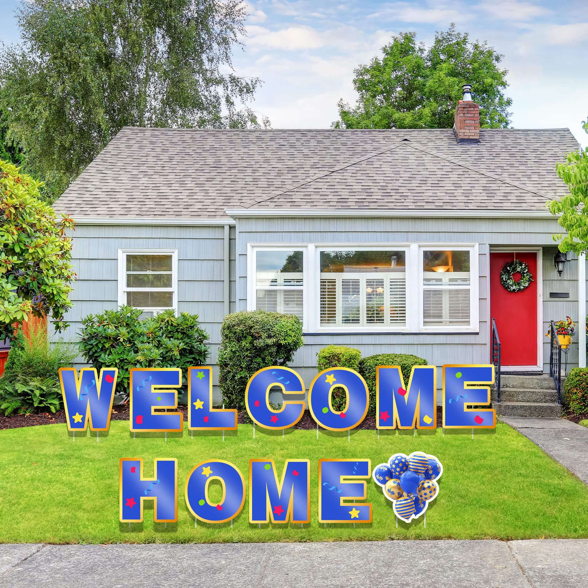 Welcome Home Lawn Sign Yard Sign with Stakes, Outdoor Welcome Home Decorations Suitable for Family Party Supplies