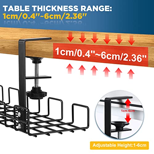 Cable Management Under Desk, No Drill Cord Organizer Management Tray for Office Home PC Computer Wire Management Rack,No Damage to Desk
