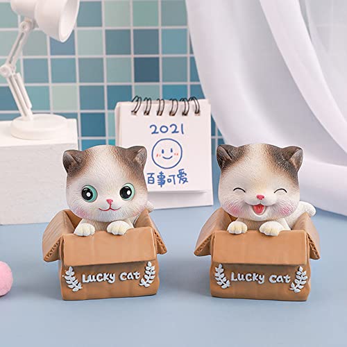 SYSUII Cat Car Dashboard Decoration,Bobble Head Cat Ornament Shaking Head Lucky Cat Figurines Animal Dancing Figure Toy Car Interior Ornament Home Office Desktop Decoration Bobble Head Toy Gift