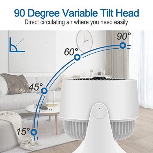 Tredy Air Circulator Fan,Small Quiet TurboForce Desk Fans with Base-Mounted Controls,3 Speed Cooling Fan,Floor Fan for Whole Room Home Bedroom Office-8 Inches