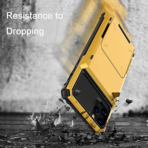 MuZiFei Galaxy S9 Plus Wallet Case Card Holder ID Slot Scratch Resistant Dual Layer Protective Bumper Rugged TPU Rubber Armor Hard Shell Cover Phone Cases for Samsung Galaxy S9+ Plus,Yellow