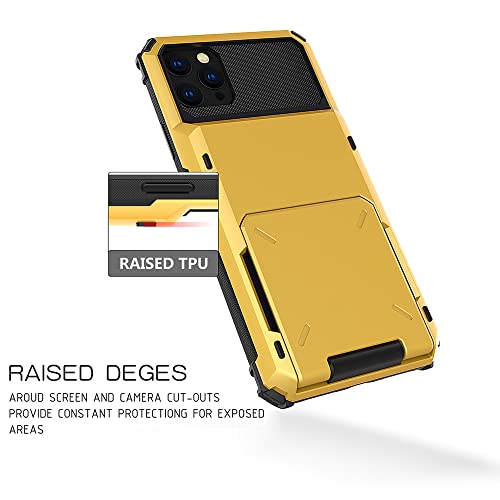 MuZiFei Galaxy S9 Plus Wallet Case Card Holder ID Slot Scratch Resistant Dual Layer Protective Bumper Rugged TPU Rubber Armor Hard Shell Cover Phone Cases for Samsung Galaxy S9+ Plus,Yellow