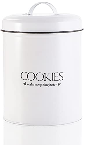 Yesland Vintage Farmhouse Cookies Jars with Lid, White Cute Cookie Container & Tins, Kitchen Food Storage Holder for Storage Cookies, Biscuits, Flour, Sugar, Coffee & Tea for Housewarming (5 L)