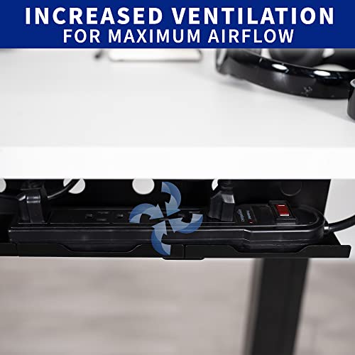 VIVO Steel 13 inch Under Desk Modular Power Strip Tray, Workspace Cable Management Organizer, Hidden Cord Routing, Open Design for Ventilation, Black, DESK-PS02T