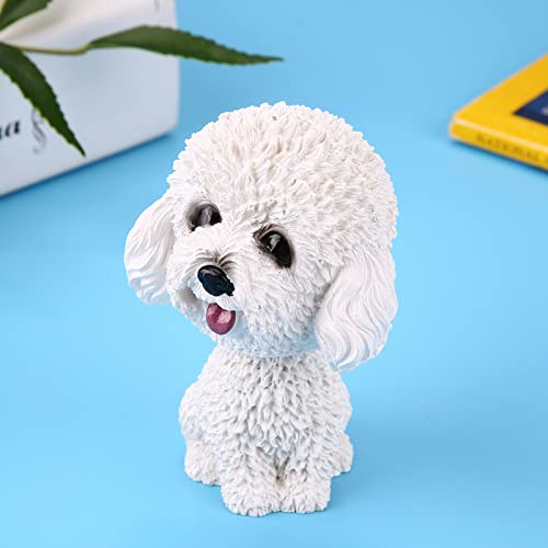 Bobble Head Dog Figure, Bobble Head Toy, Cute Puppy Figurine, Car Interior Dashboard Ornament, Simulation Shaking Head Dog Bobble Head Puppy Toy for Car Interior Home Decoration Ornament(White)