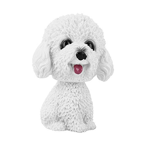 Bobble Head Dog Figure, Bobble Head Toy, Cute Puppy Figurine, Car Interior Dashboard Ornament, Simulation Shaking Head Dog Bobble Head Puppy Toy for Car Interior Home Decoration Ornament(White)