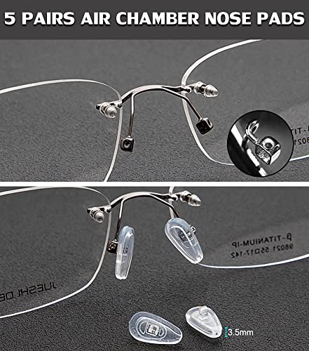 PTSLKHN 5 Pairs of Eyeglass Nose Pads, Upgraded 15x8mm Soft Silicone Air Chamber Eyeglasses Nose Pads, Screw-in Glasses Nose Pad Replacement Kit.