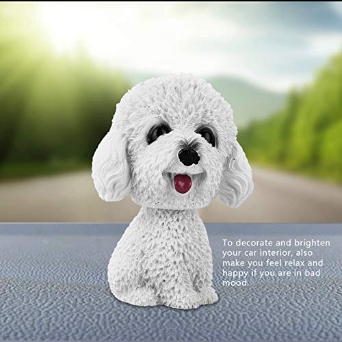 Bobble Head Dog Figure, Bobble Head Toy, Cute Puppy Figurine, Car Interior Dashboard Ornament, Simulation Shaking Head Dog Bobble Head Puppy Toy for Car Interior Home Decoration Ornament(White)