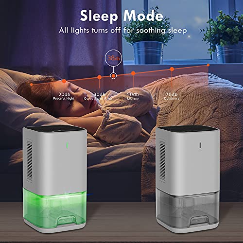 LEEL Dehumidifier, Upgraded 1200ml (42oz) Portable Ultra Quiet Dehumidifier, 6H/12H Timer Off Small Dehumidifier for 2300 Cubic Feet (270 sq ft) Home Basement Bedroom Bathroom Closet RV Camper