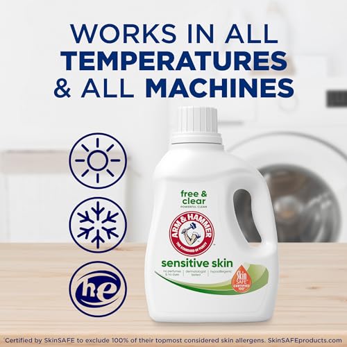 Arm & Hammer Sensitive Skin Free & Clear, 105 Loads Liquid Laundry Detergent, 105 Fl oz