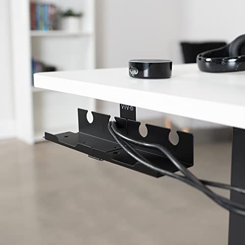 VIVO Steel 13 inch Under Desk Modular Power Strip Tray, Workspace Cable Management Organizer, Hidden Cord Routing, Open Design for Ventilation, Black, DESK-PS02T