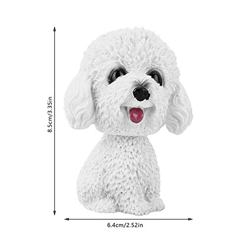 Bobble Head Dog Figure, Bobble Head Toy, Cute Puppy Figurine, Car Interior Dashboard Ornament, Simulation Shaking Head Dog Bobble Head Puppy Toy for Car Interior Home Decoration Ornament(White)