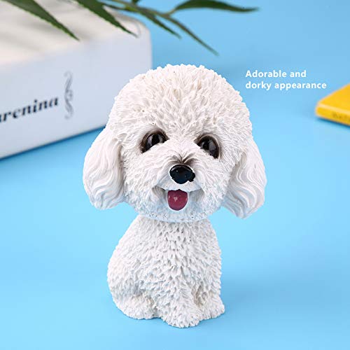 Bobble Head Dog Figure, Bobble Head Toy, Cute Puppy Figurine, Car Interior Dashboard Ornament, Simulation Shaking Head Dog Bobble Head Puppy Toy for Car Interior Home Decoration Ornament(White)