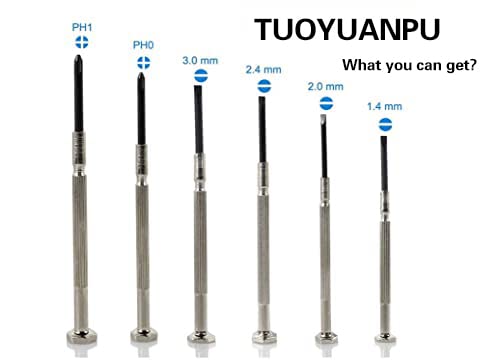 TUOYUANPU 6PCS Mini Screwdriver Set, Eyeglass Repair Kit Screwdriver,Precision Repair with 6 Different Sizes Flat head and Philips Screwdriver Sets,Ideal For Watch, Electronic Repairs