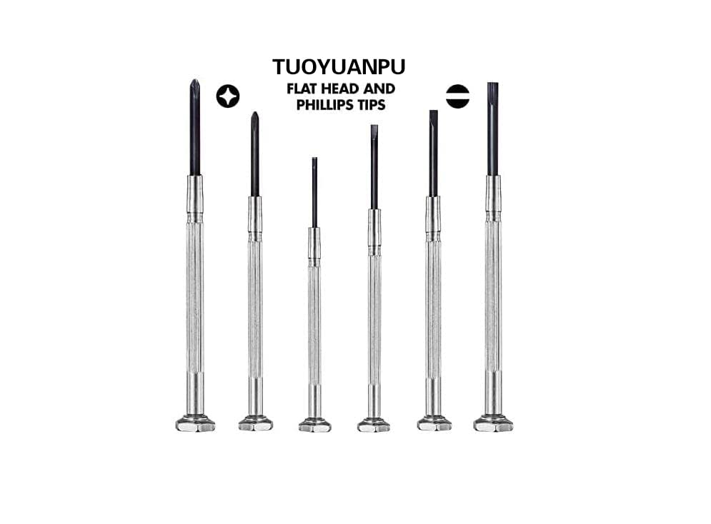TUOYUANPU 6PCS Mini Screwdriver Set, Eyeglass Repair Kit Screwdriver,Precision Repair with 6 Different Sizes Flat head and Philips Screwdriver Sets,Ideal For Watch, Electronic Repairs