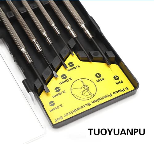 TUOYUANPU 6PCS Mini Screwdriver Set, Eyeglass Repair Kit Screwdriver,Precision Repair with 6 Different Sizes Flat head and Philips Screwdriver Sets,Ideal For Watch, Electronic Repairs