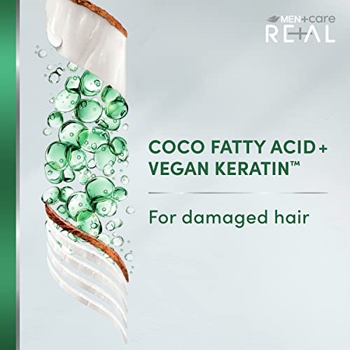 DOVE MEN + CARE Real Bio-Mimetic Care Conditioner For Damaged Hair Reconstruct Silicone-Free Conditioner With Coco Fatty Acid + Vegan Keratin 10oz