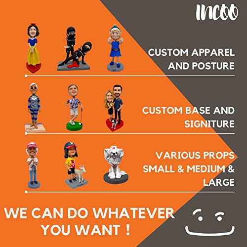 INCOOSTORE 6" Full Custom Bobblehead Figurine Personalized Gifts for Boy Friend Car Bobble Head Figure Handmade Gift for Bestfriend