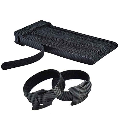 HMROPE 60PCS Fastening Cable Ties Reusable, Premium 6-Inch Adjustable Cord Ties, Microfiber Cloth Cable Management Straps Hook Loop Cord Organizer Wire Ties Reusable (Black Colors)