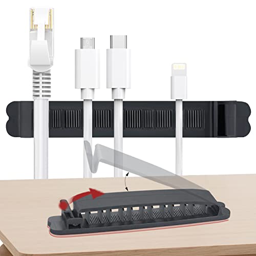 SOULWIT Cable Holder Clips, 5 Pack Self Adhesive Cord Organizer for Home/Office/Desk/Car/Phone/USB Cable Wire Management (for Cables Less Than 5mm) - Black