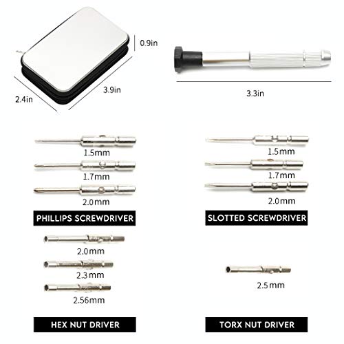 Precision Screwdriver Set, Eyeglass repair kit with 10-style screwdrivers/nose pads/4 in 1 portable screwdrivers/ear hook/tweezer for eyeglasses sunglass watch calculator (with 70-style screws)