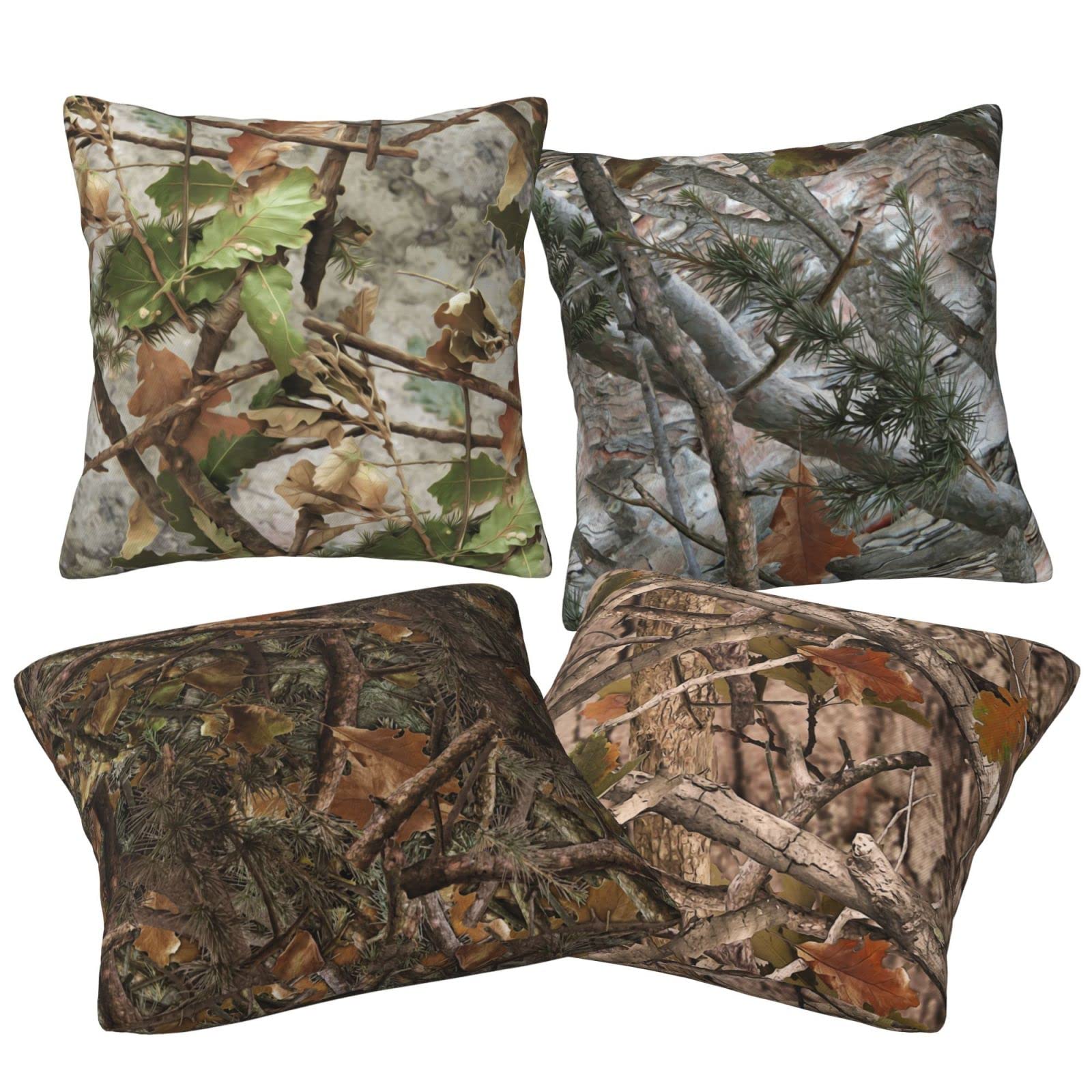 Worltoldb Real Camo Throw Pillow Covers Set of 4 Decorative Soft Linen Fabric Square Cushion Case for Room Bedroom Sofa Car 18x18