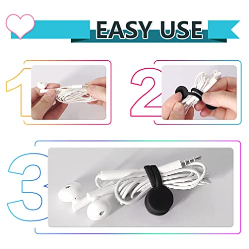 Kamemc Black Magnetic Cable Ties 10-Pack, Silicone Cord Twist Ties Magnet Strap for Charging Wire Organizer, Earphone Cords Wrap, Fridge Magnets, Storage Or Travel