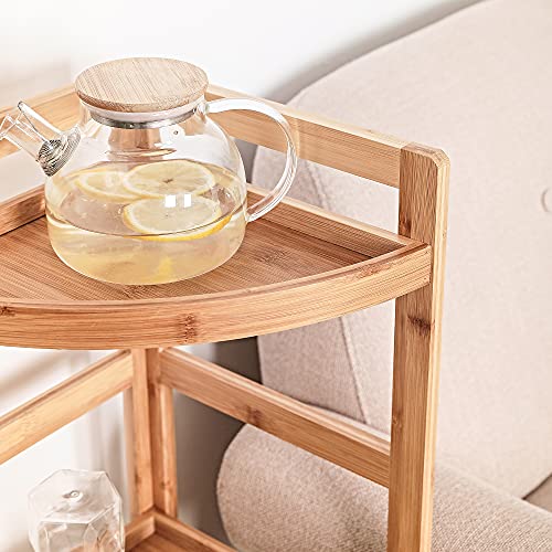 GREEHOMEDE 3 Tier Bamboo Corner Shelf Storage Rack, Free Standing Corner Rack Multipurpose Shelving Unit, Living Room Bathroom Kitchen Shelf Storage, 33.5''