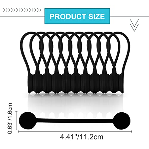Kamemc Black Magnetic Cable Ties 10-Pack, Silicone Cord Twist Ties Magnet Strap for Charging Wire Organizer, Earphone Cords Wrap, Fridge Magnets, Storage Or Travel