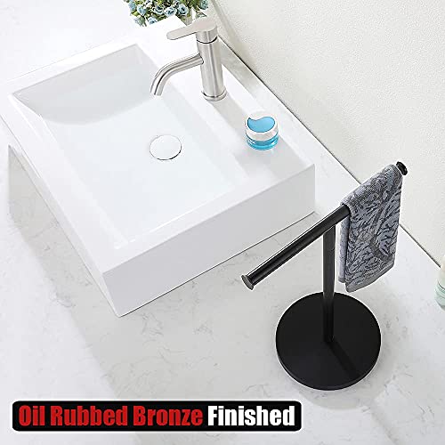 JQK Hand Towel Holder Stand, Modern Tree Rack Free Standing for Countertop with 12 Inch Bar, 304 Stainless Steel Oil Rubbed Bronze, HTT180-ORB