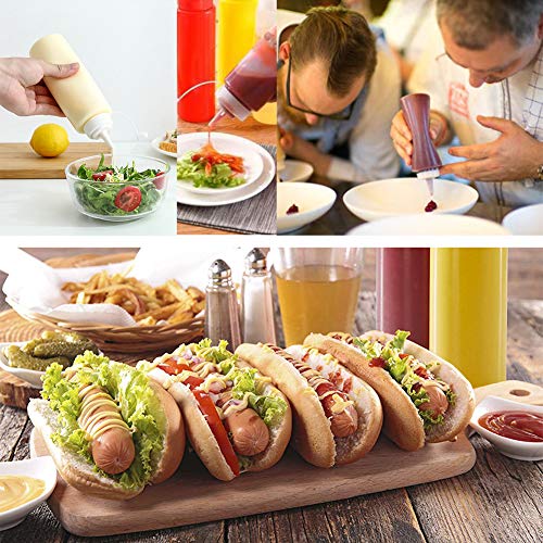 Zddaoole 4 Pack 32oz Plastic Squeeze Bottles,1000ml Condiment Squeeze Bottles with Twist On Cap Lids,Perfect for Ketchup, BBQ, Sauces, Syrup, Condiments, Dressings, Arts and Crafts