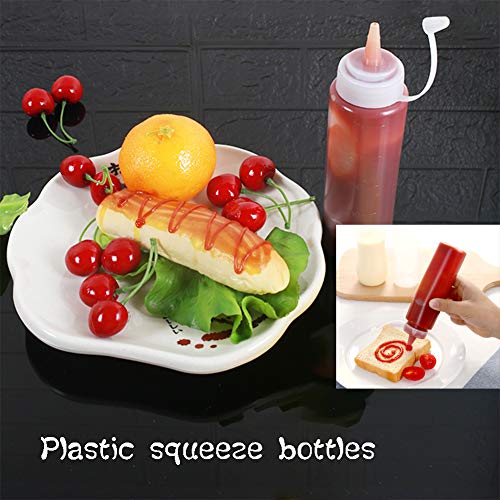 Zddaoole 4 Pack 32oz Plastic Squeeze Bottles,1000ml Condiment Squeeze Bottles with Twist On Cap Lids,Perfect for Ketchup, BBQ, Sauces, Syrup, Condiments, Dressings, Arts and Crafts