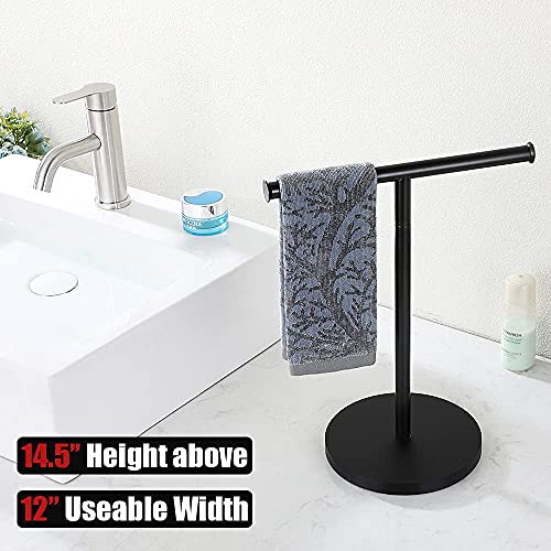 JQK Hand Towel Holder Stand, Modern Tree Rack Free Standing for Countertop with 12 Inch Bar, 304 Stainless Steel Oil Rubbed Bronze, HTT180-ORB
