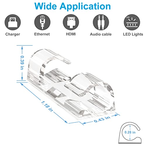 TidyHelper Adhesive Cable Clips Clear (40PCS, M), Upgraded Wire Holders Cord Clips for Wall, Strong Cord Organizer Cable Management Under Desk, Car, PC, Christmas Light Clips Indoor/Outdoor