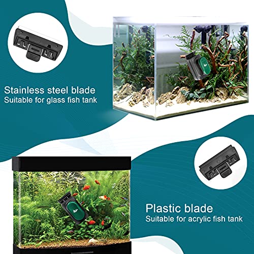 AQQA Magnetic Aquarium Cleaner Brush,Fish Tank Algae Cleaning Tool,Floating with Handle Scratch-Free,2 Detachable Scraper Suitable Glass and Acrylic Tank