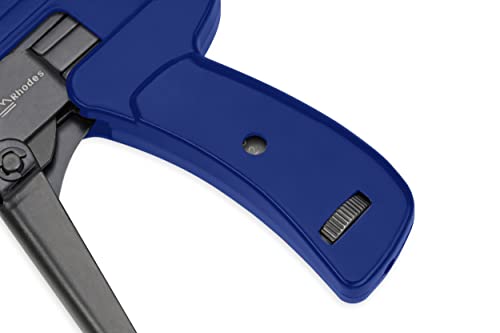 RVR Zip Tie Install Tool - Powerful Tension with Built-In Flush Cutter, All Metal, Adjustable, Comfort Grip, Spring Loaded Lightweight Cable Tie Gun, 6" for Nylon Ties up to 1/4β- Blue