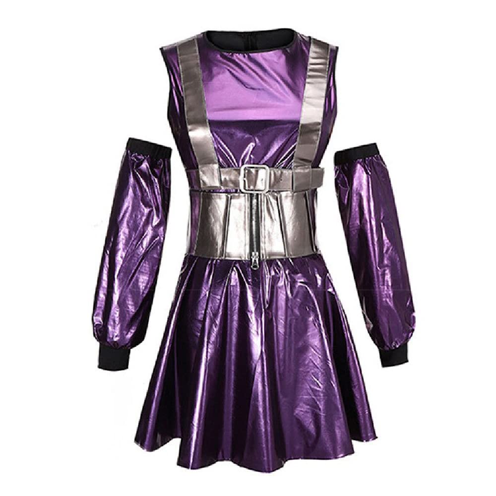 Quenny Halloween Lady Ariana Grande Cosplay Costumes,Masquerade Party Purple Stage Show Dresses,Game Anime Dress Up Costumes.(Purple,X-Large)