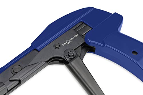 RVR Zip Tie Install Tool - Powerful Tension with Built-In Flush Cutter, All Metal, Adjustable, Comfort Grip, Spring Loaded Lightweight Cable Tie Gun, 6" for Nylon Ties up to 1/4β- Blue