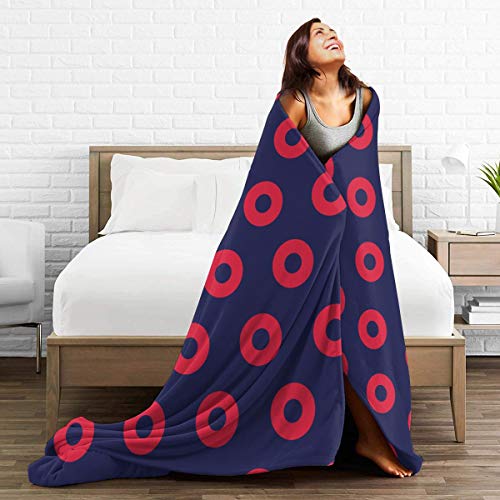 MSGUIDE Phish Red Donut Circles On Bluethrow Soft Flannel Fleece Throw Blanket,Lightweight Warm Microfiber Plush Couch Sofa Bed Blanket for Adults Kids(50"x40")