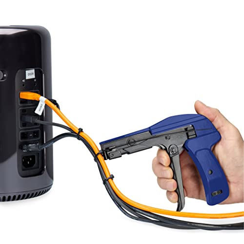 RVR Zip Tie Install Tool - Powerful Tension with Built-In Flush Cutter, All Metal, Adjustable, Comfort Grip, Spring Loaded Lightweight Cable Tie Gun, 6" for Nylon Ties up to 1/4β- Blue