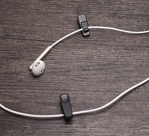 Mini Skater 1 Inch Length Small Earphone Wire Clip Headphone Mount Cable Clothing Clip Earbud Clip to Keep Earphone/Microphone Cord in Place for 1.5mm Wire Diameter Round Wire Earphone,6Pcs (Black)