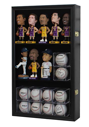 DisplayGifts Display Case Cabinet to Hold Bobble Head Bobblehead Wobbler Figurine Baseball Cubes, (Black)