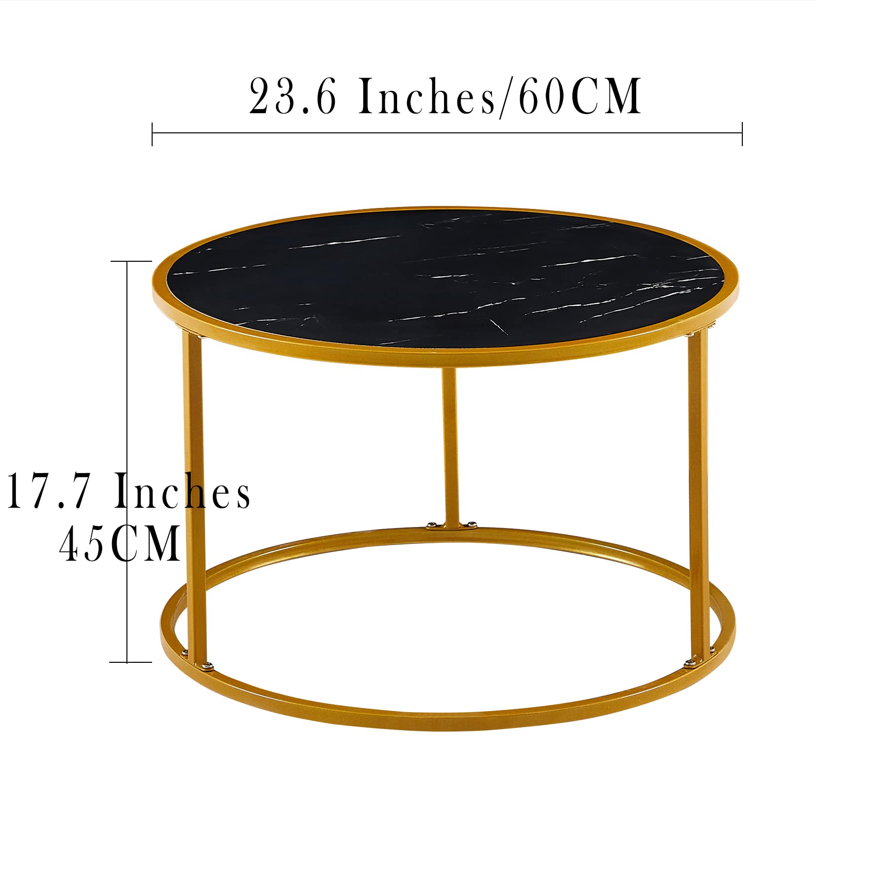 Round Coffee Table Living Room Side Tables Modern Marble Metal Frame Furniture Home Decor