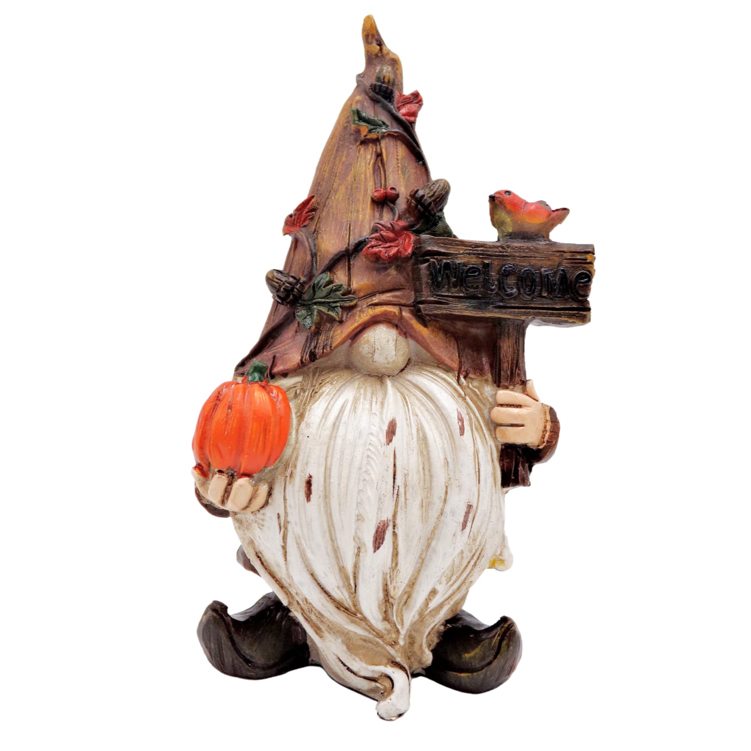 Needzo Cute Autumn Welcome Sign Garden Gnome Holding a Pumpkin, Fall Gnomes for Yard Decoration, Thanksgiving Porch Decorations, 6 Inches