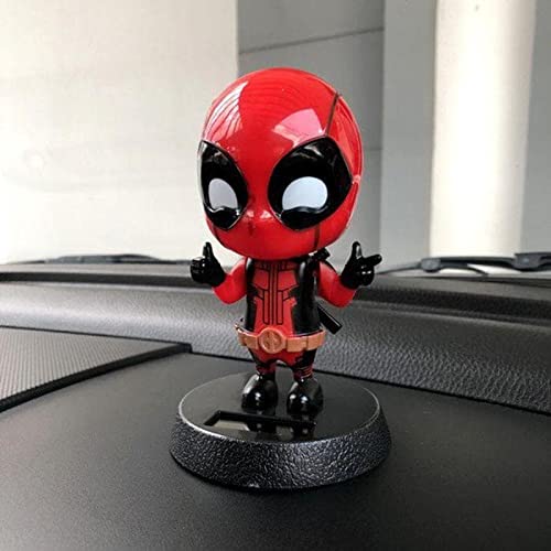 RRI Deadpool Cute Solar Powered Bobblehead Home Office Ultra Detail Relaxing Toy ., Red, 4 inches