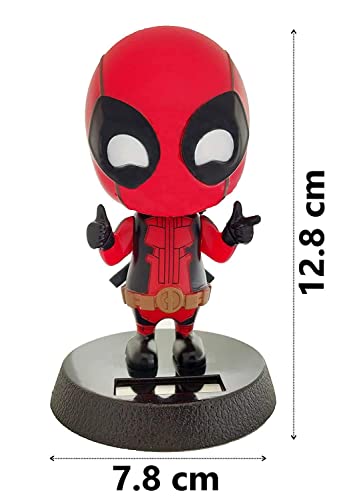 RRI Deadpool Cute Solar Powered Bobblehead Home Office Ultra Detail Relaxing Toy ., Red, 4 inches