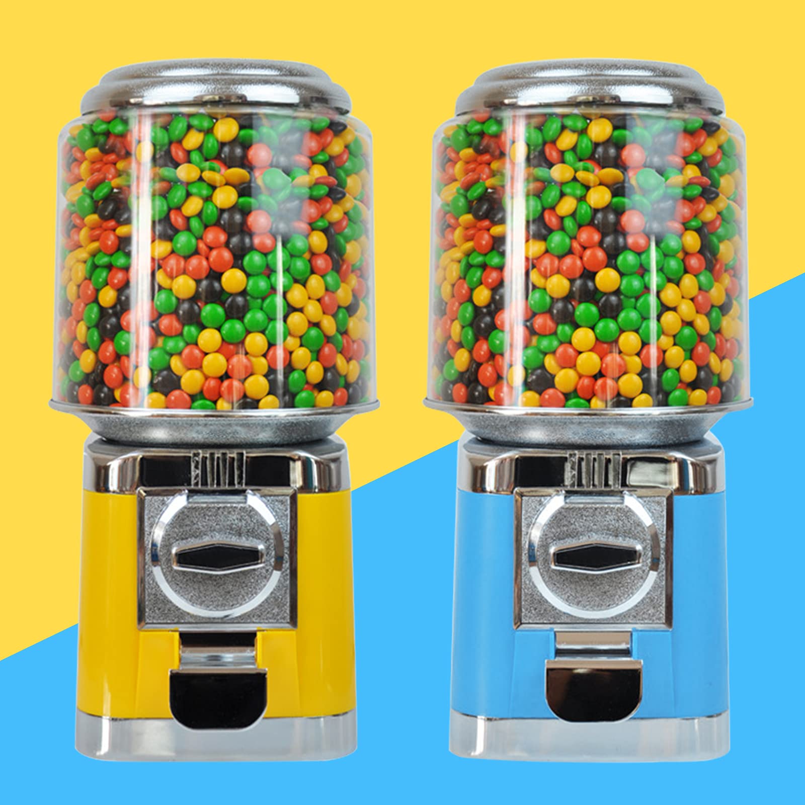 Candy Gumball Vending Machine, Commercial Candy Dispenser Machine, Automatic Candy Gumball Machine Bubble Gum Machine for Gaming Stores (Yellow)