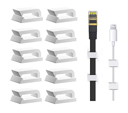 Flat Wire Clips Holder, Ethernet Cable Clips,Self Adhesive Wire Clips Management for Home and Office (100piece/White)