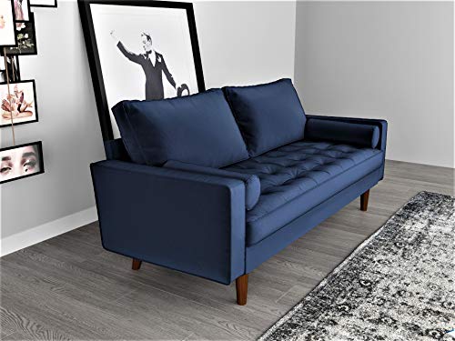 US Pride Furniture NS5455-L Caladeron Mid-Century Modern Loveseat in Soft Velvet, Space Blue