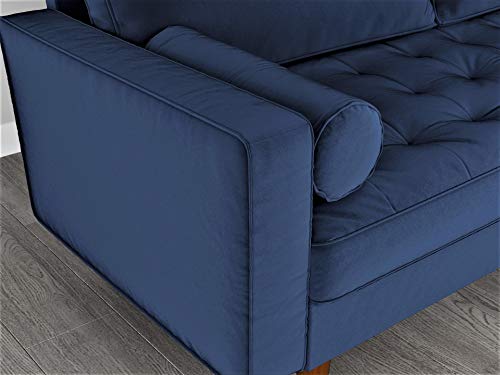 US Pride Furniture NS5455-L Caladeron Mid-Century Modern Loveseat in Soft Velvet, Space Blue